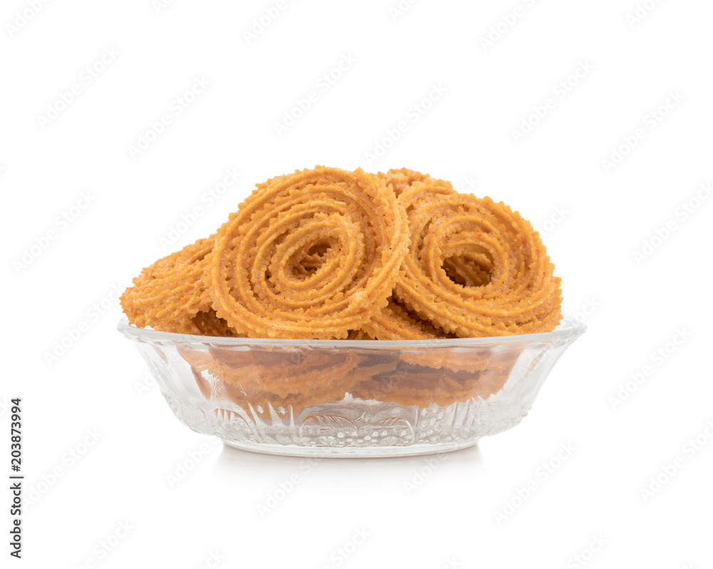 Foto de Indian Traditional Snack Chakli, a spiral shaped crisp deep ...