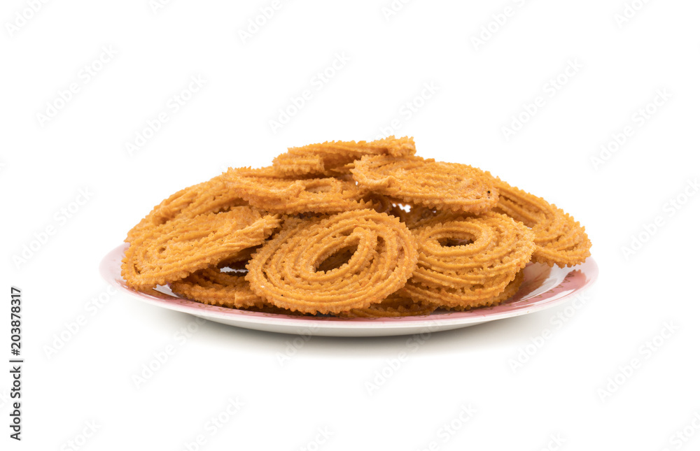 Indian Traditional Snack Chakli, a spiral shaped crisp deep fried snack ...