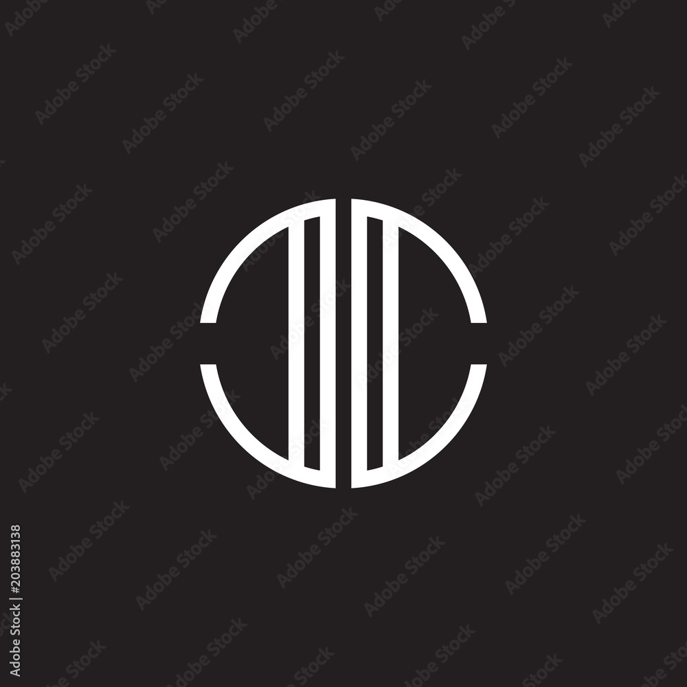 Initial letter CC mirror, minimalist line art monogram circle shape ...