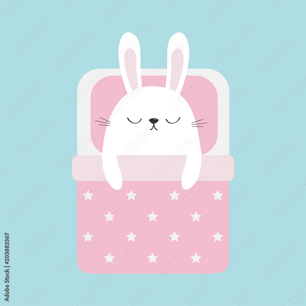 Sleeping rabbit bunny. Baby pet animal collection for kids. Cute ...