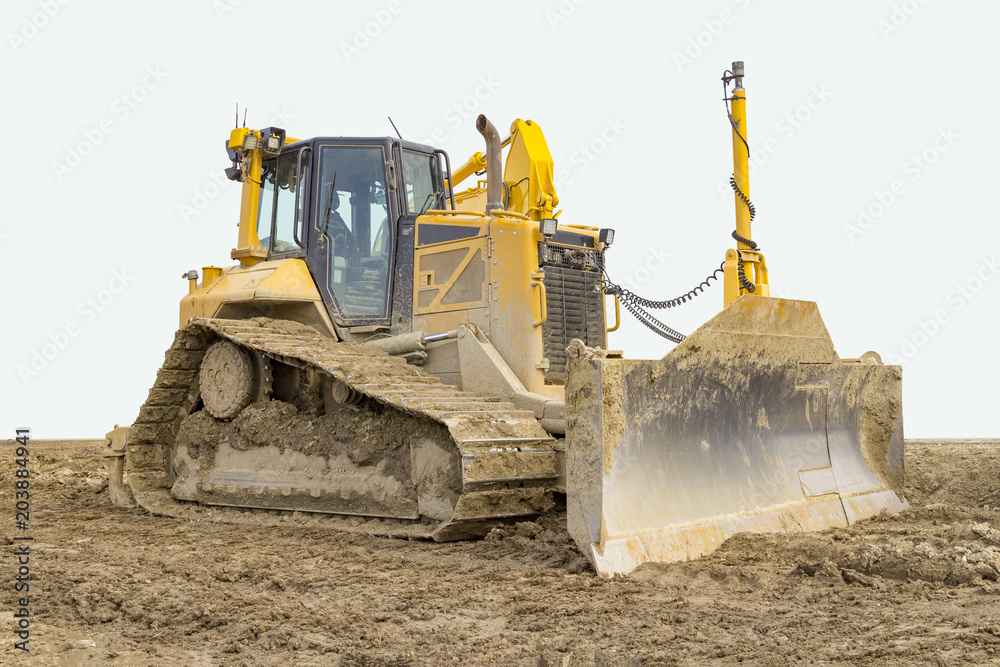 bulldozer at a construction site Stock Photo | Adobe Stock