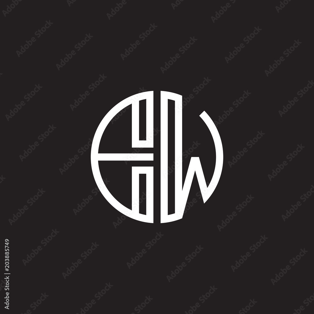 Initial letter EW, minimalist line art monogram circle shape logo ...