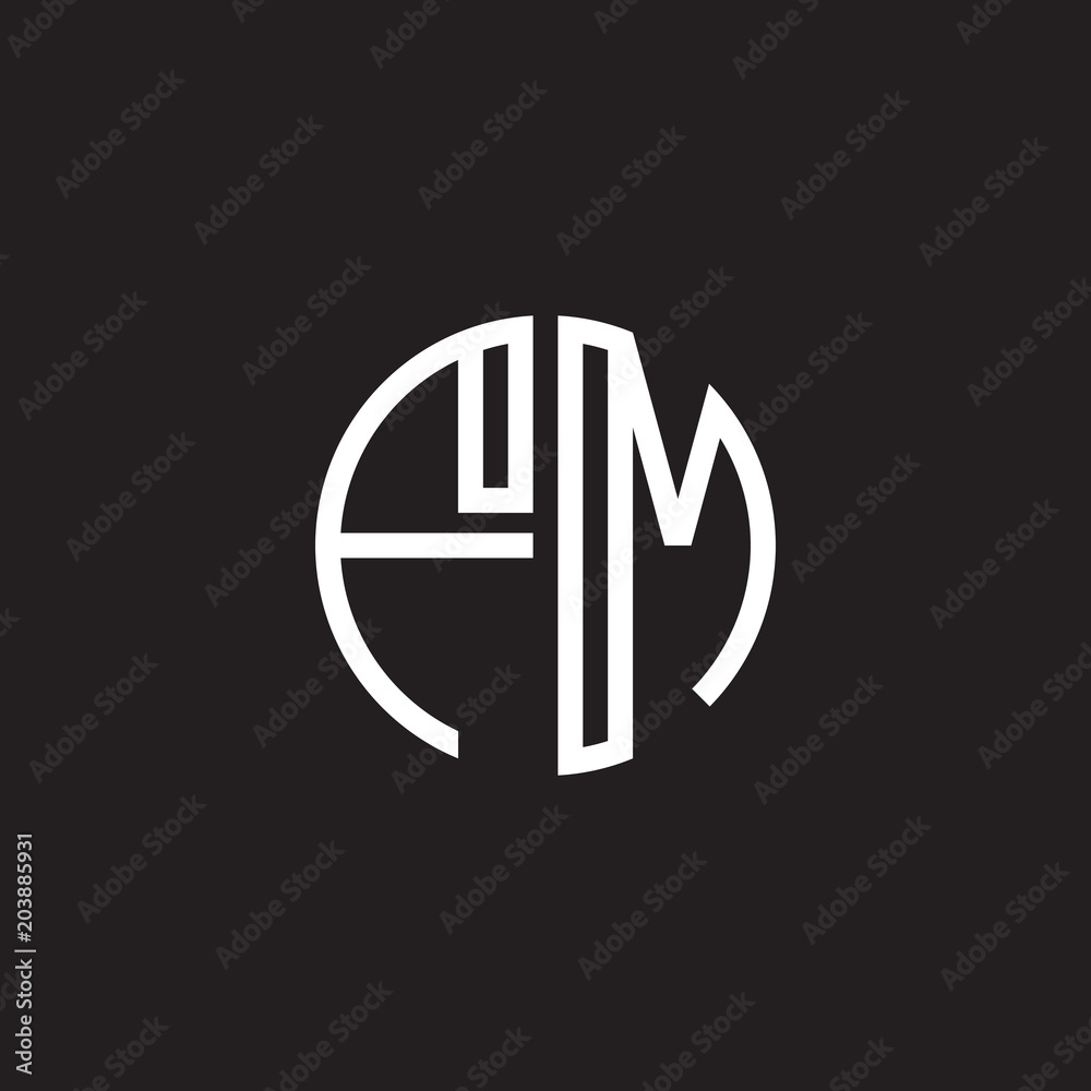 Initial letter FM, minimalist line art monogram circle shape logo ...