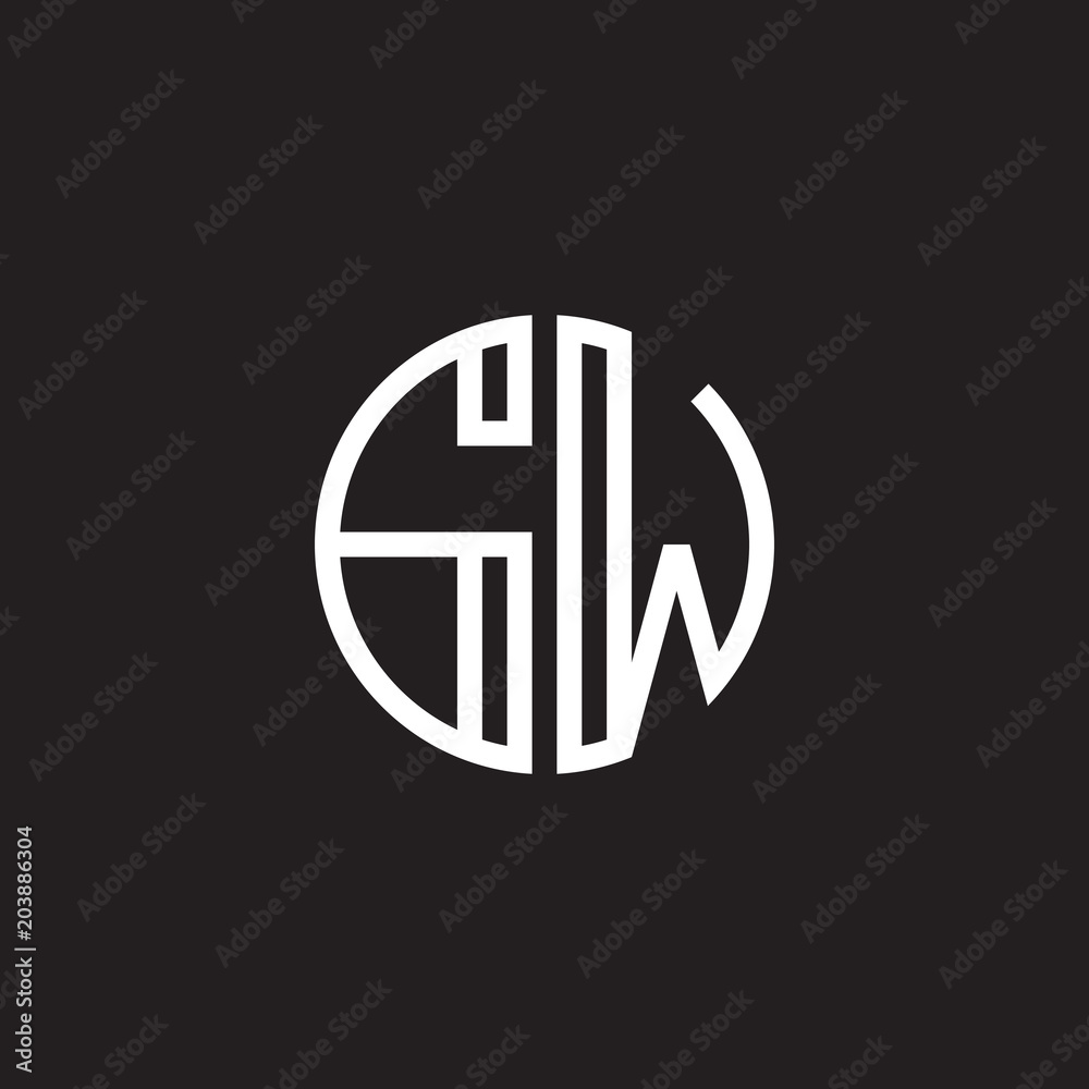 Initial letter GW, minimalist line art monogram circle shape logo ...
