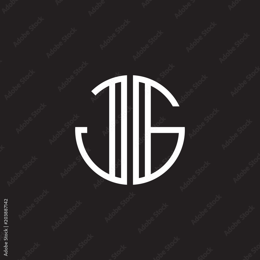 Initial letter JG, minimalist line art monogram circle shape logo ...
