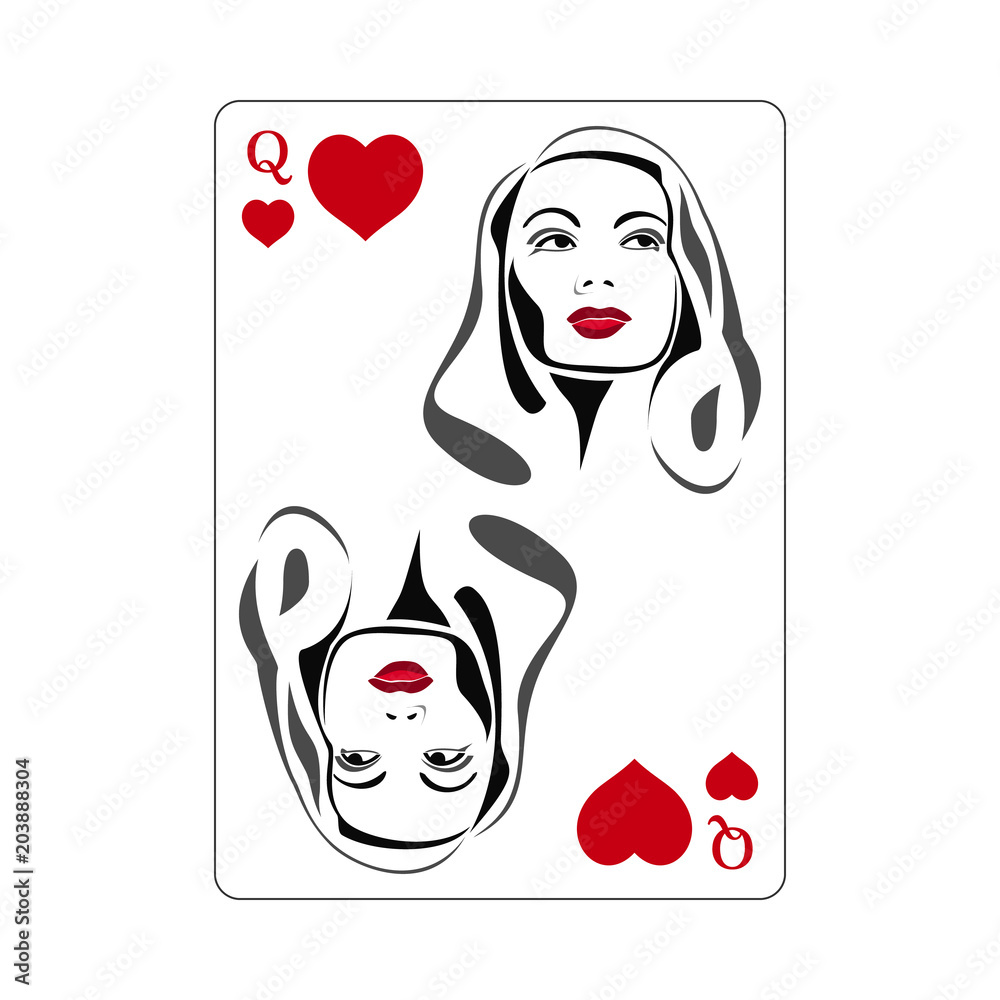 Playing card, icon. Queen of Hearts. Abstract concept. Vector ...