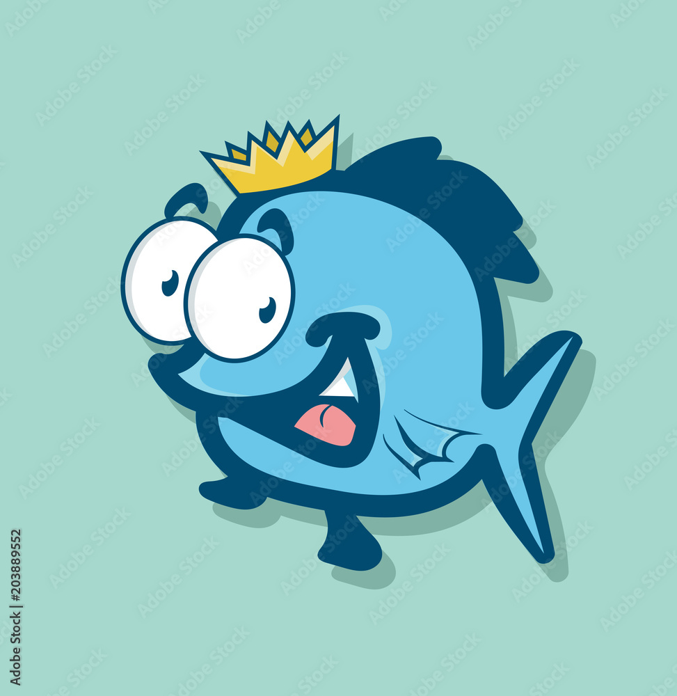 king fish cartoon vector Stock Vector | Adobe Stock