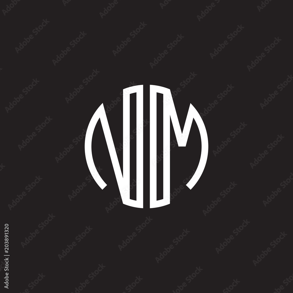 Initial letter NM, minimalist line art monogram circle shape logo ...
