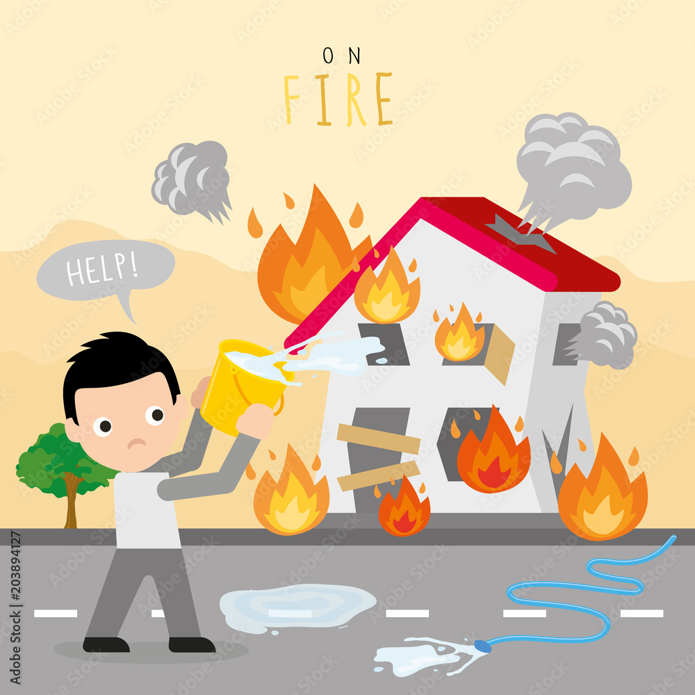 Burning Building Cartoon