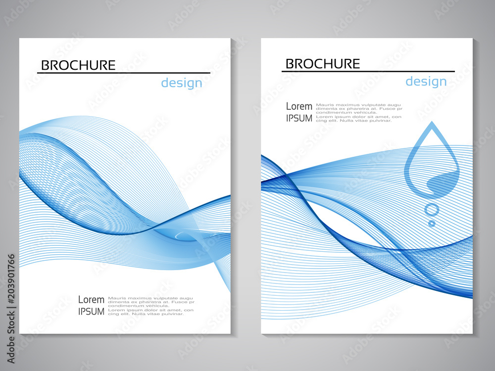 Vector nature brochure, design of water, blue white flyer, abstract ...