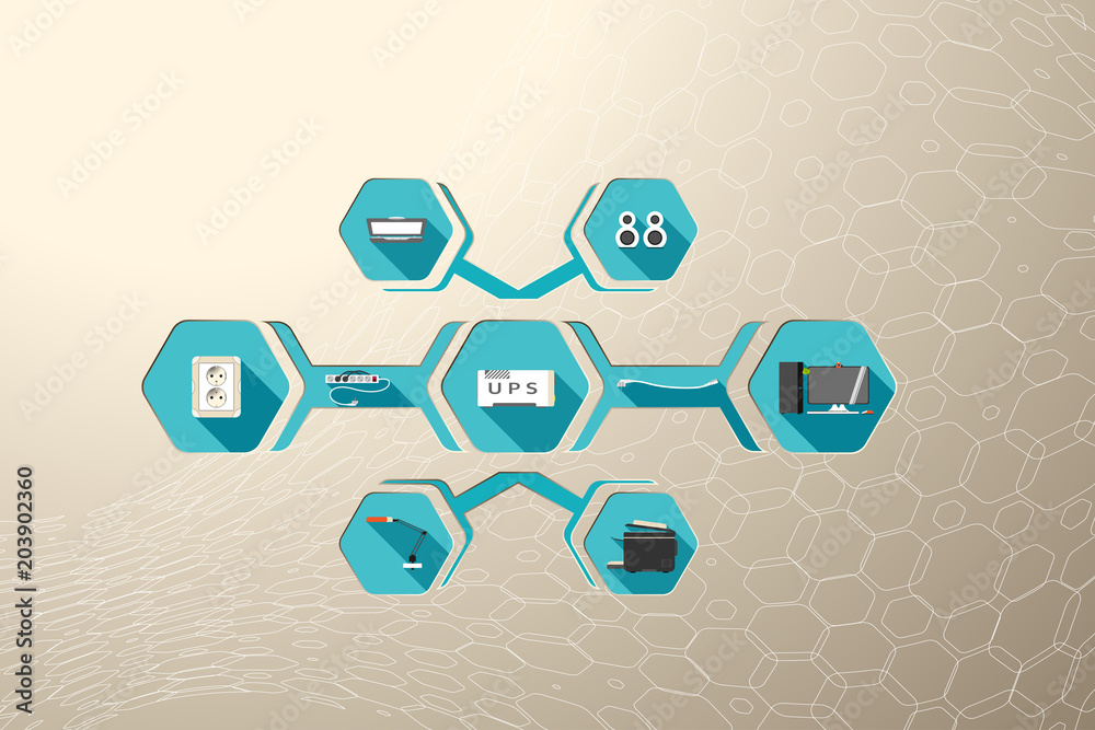 Blank of infographics set of desktop computer peripherals electrical ...