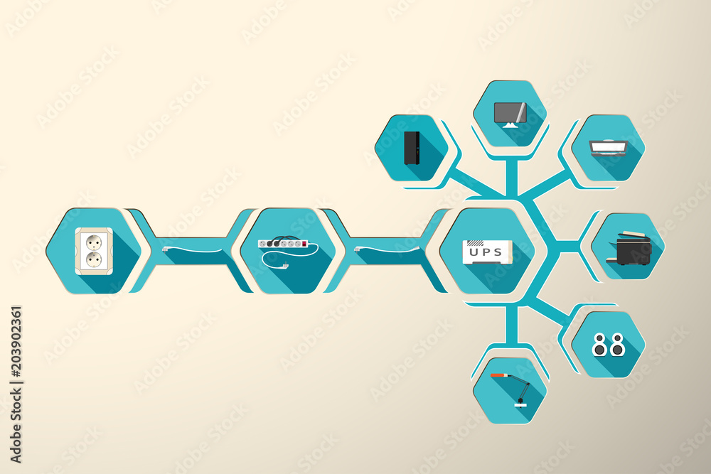 Blank of infographics set of desktop computer periphery electrical ...