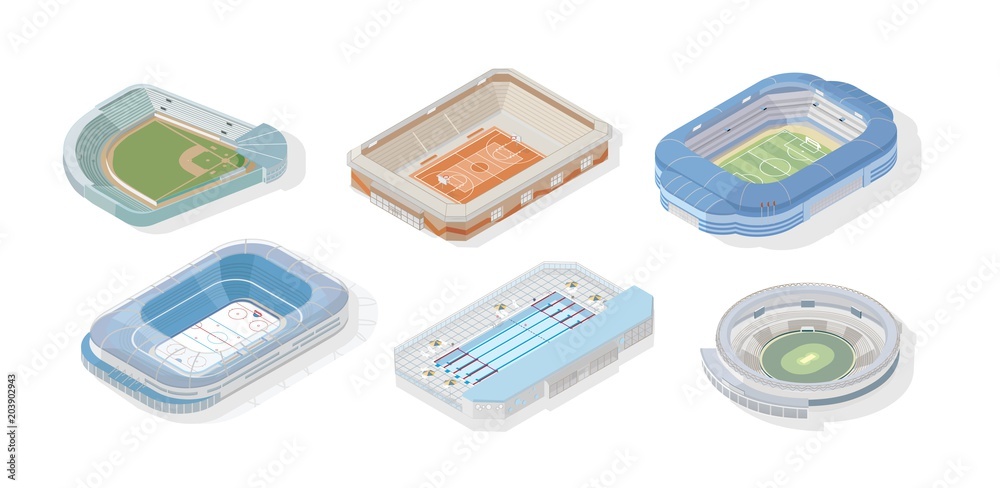 Bundle of isometric stadiums for various types of sports - basketball ...