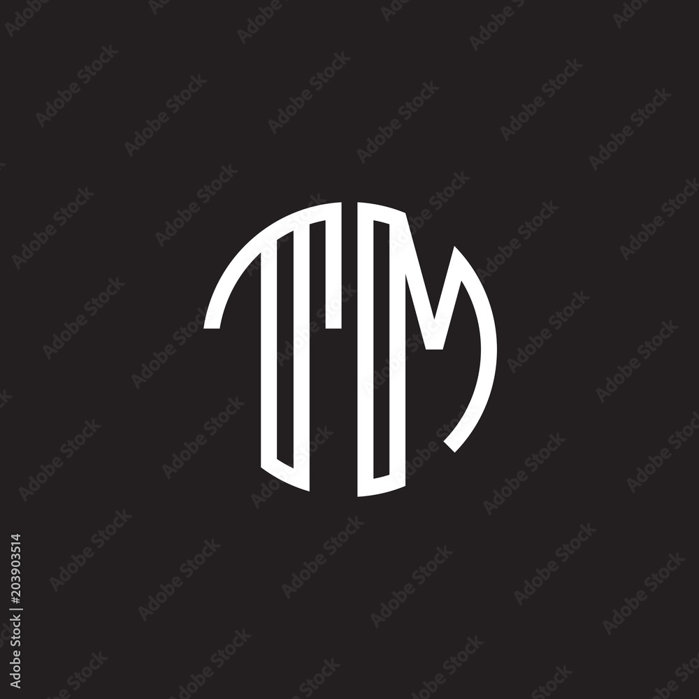 Initial letter TM, minimalist line art monogram circle shape logo ...