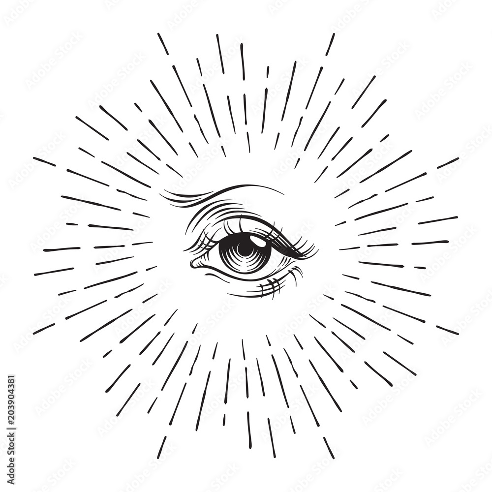 Hand-drawn Eye of Providence masonic symbol, all seeing eye, conspiracy ...