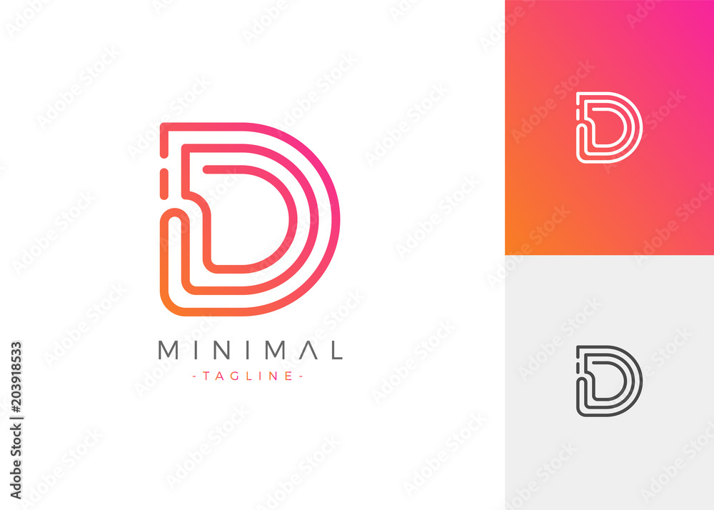 Minimal Line Letter Initial D Logo Design Template. Vector Logo ...