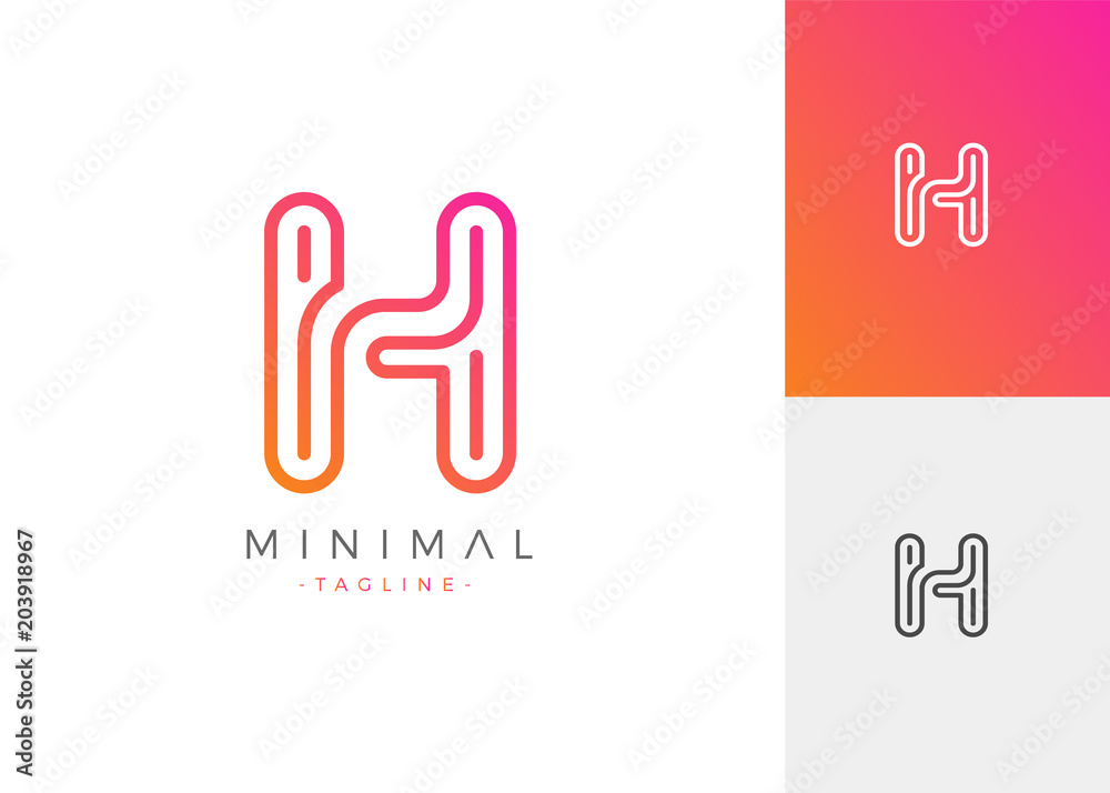 Minimal Line Letter Initial H Logo Design Template. Vector Logo ...