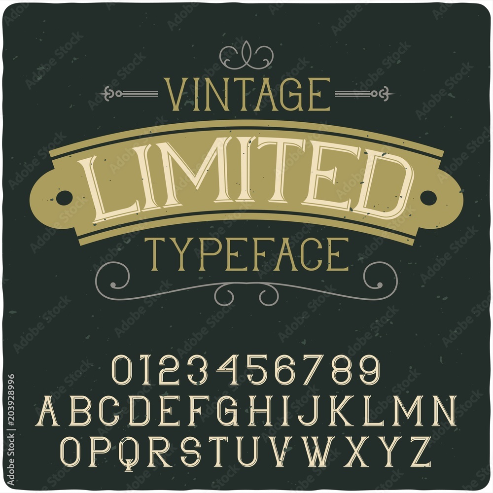 Original label typeface named "Limited". Good handcrafted font for any ...