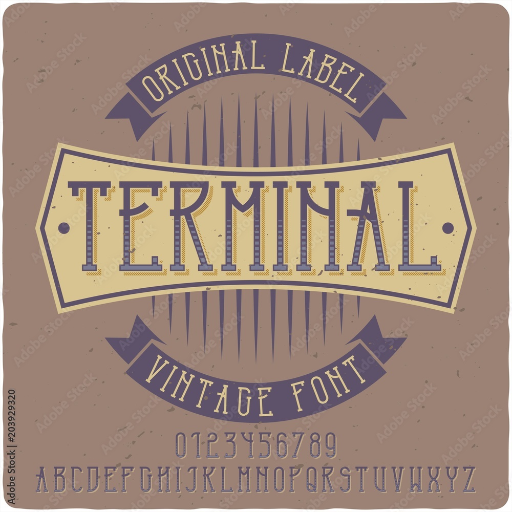 Original label typeface named "Terminal". Good handcrafted font for any ...