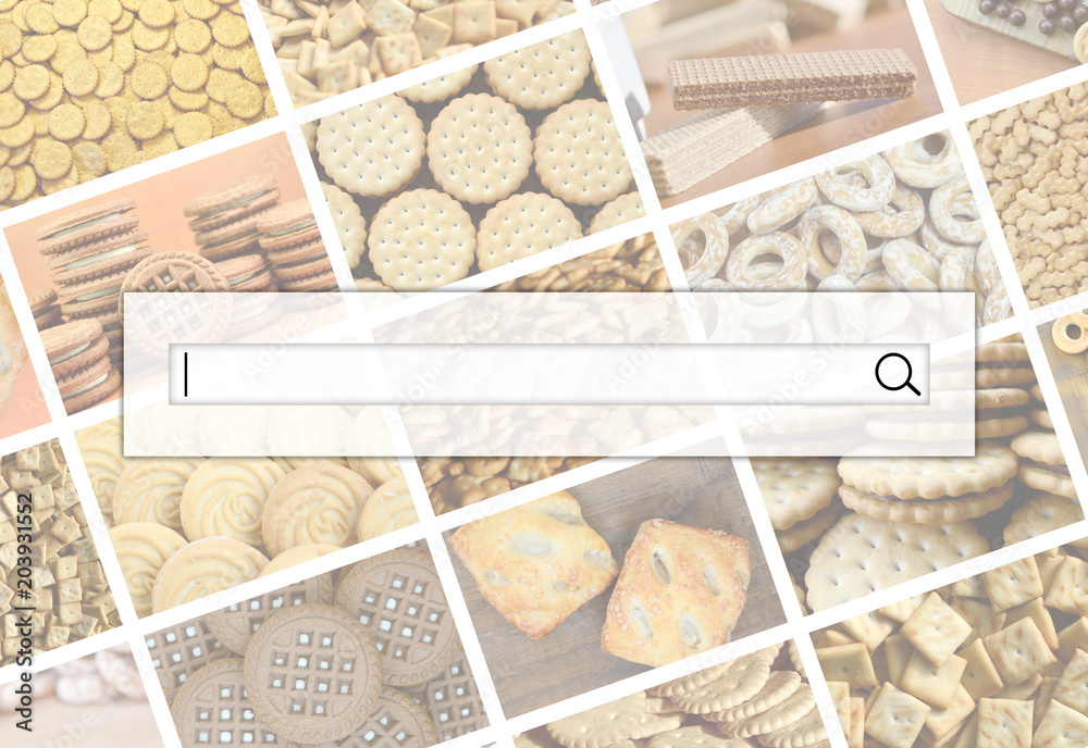 Visualization of the search bar on the background of a collage of many ...