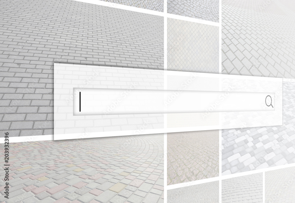 Visualization of the search bar on the background of a collage of many ...