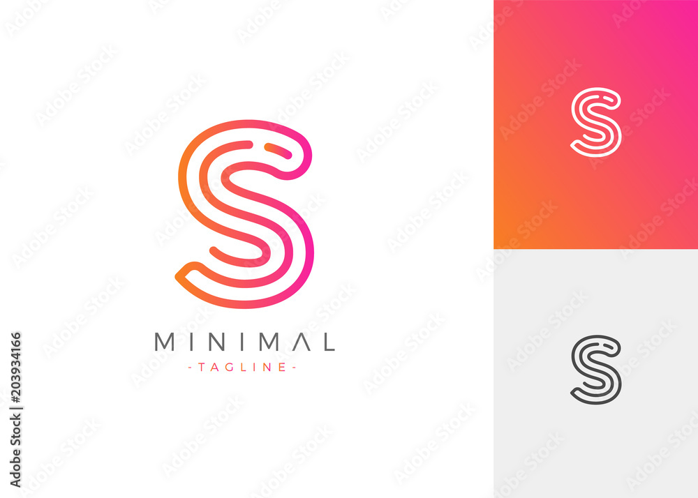 Minimal Line Letter Initial S Logo Design Template. Vector Logo ...