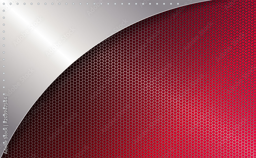 Geometric red mesh background with a frame of light metallic hue. Stock ...