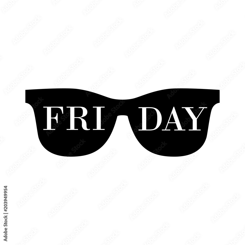 Sunglasses with words Friday on a white background. Fashion Modern ...