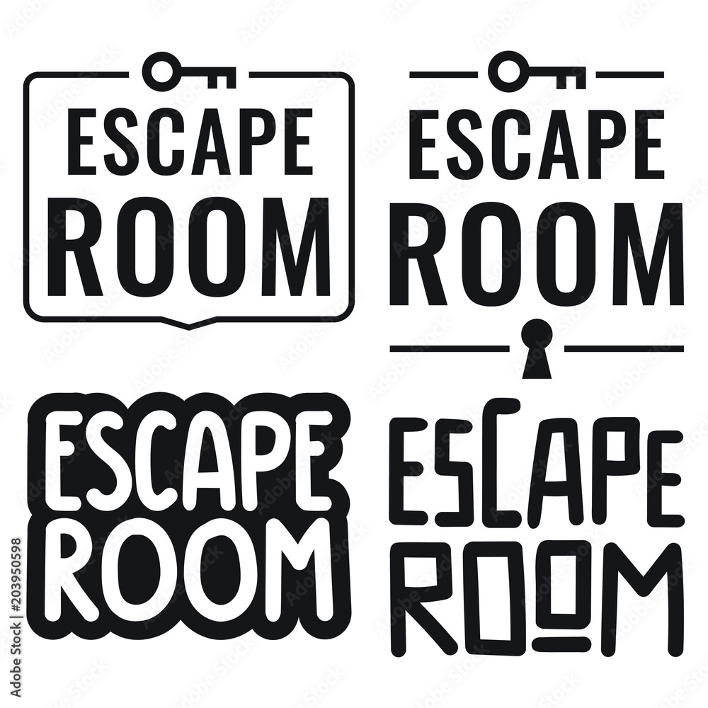 Escape room. Badges, icons, stamps set. Vector illustrations on white ...