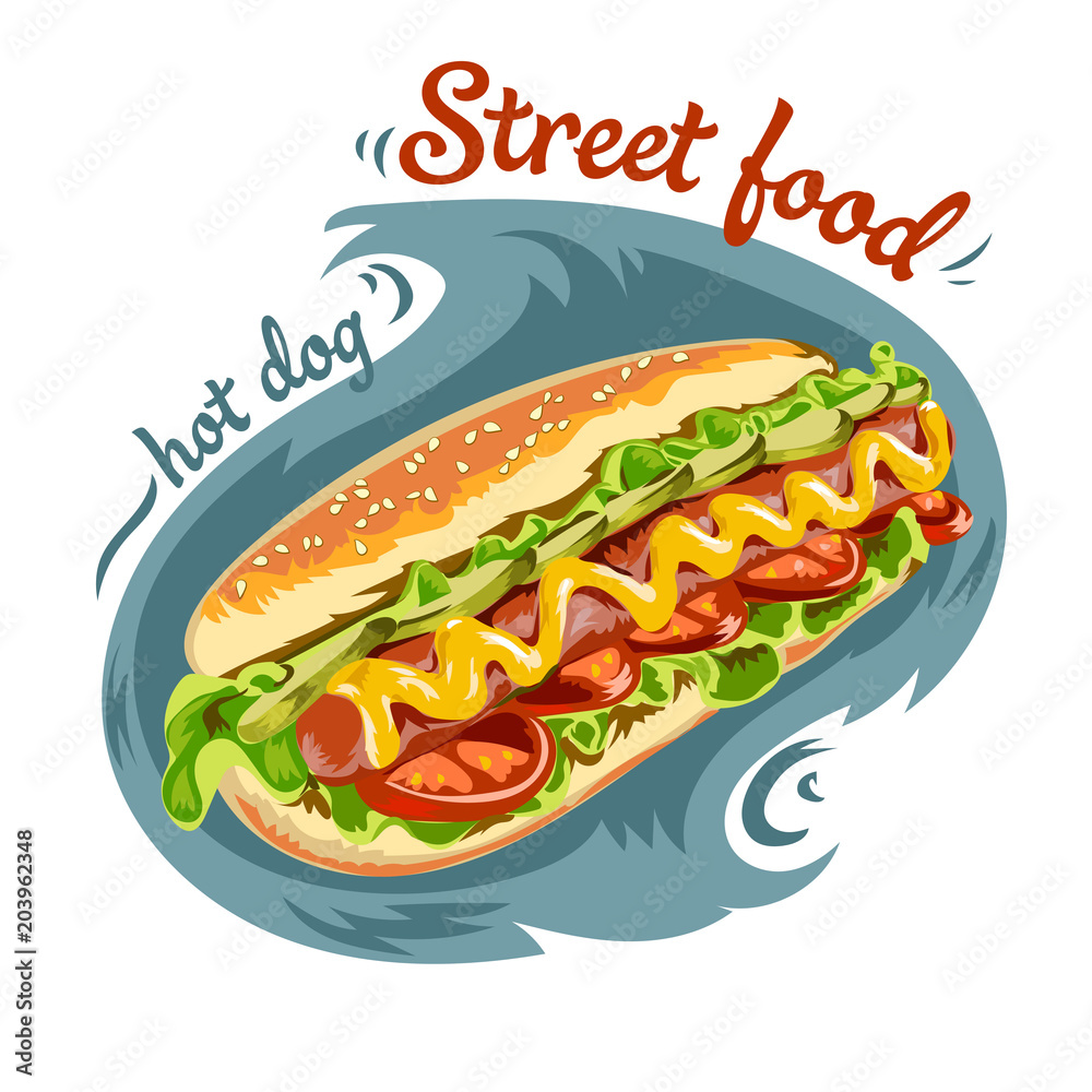 Vector Hot-Dog illustration Stock Vector | Adobe Stock