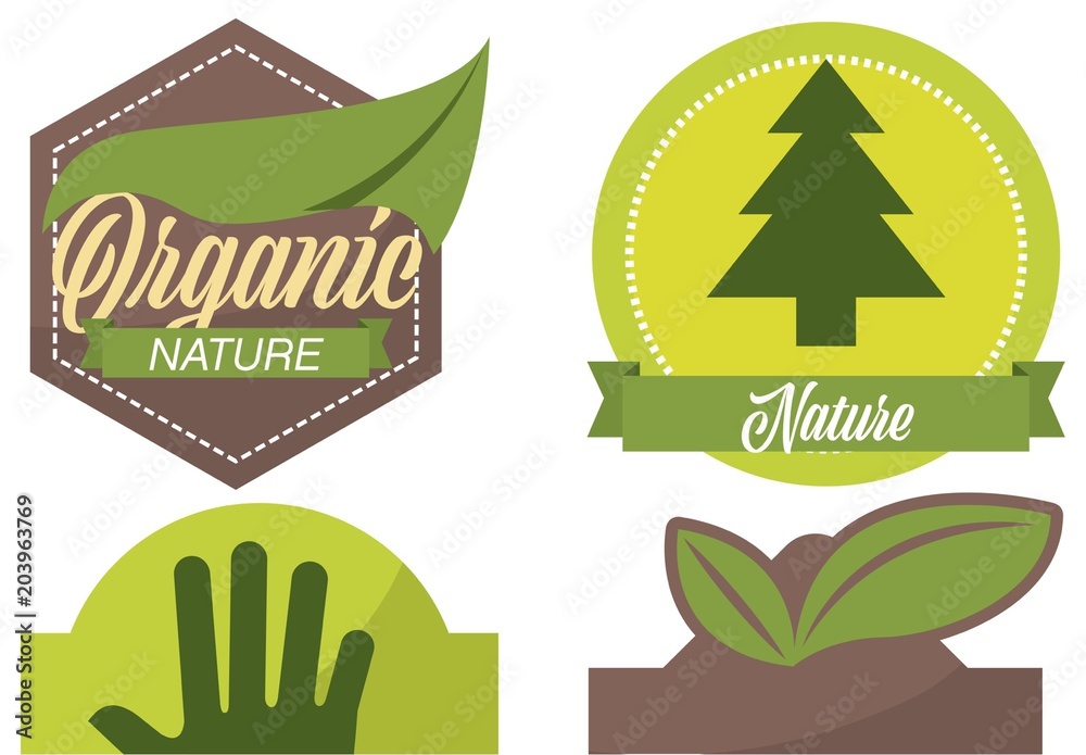 4 Green and Brown Organic Label Layouts Stock Template | Adobe Stock