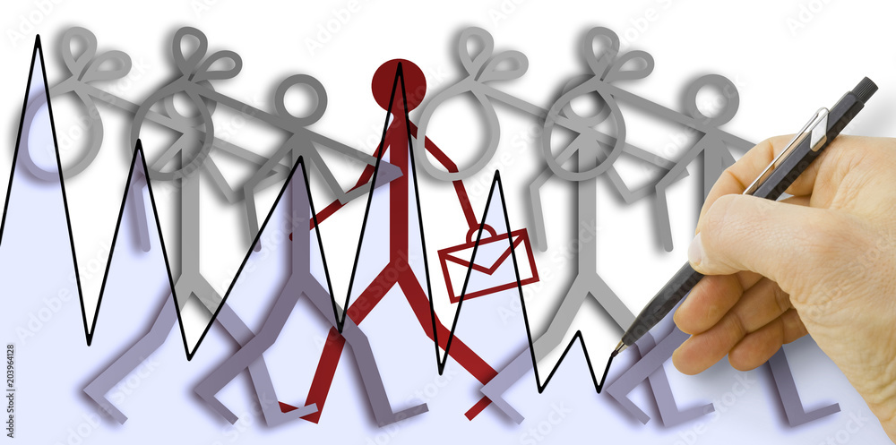 Hand drawing a chart about employment and unemployment trends - concept ...