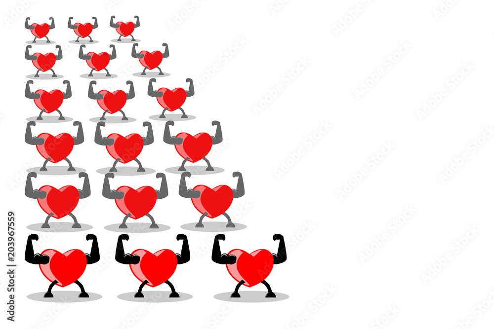 Exercise make heart healthy and stronger concept. Healthy red heart ...