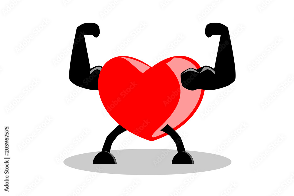 Healthy red heart showing muscles and strength, isolated on white ...