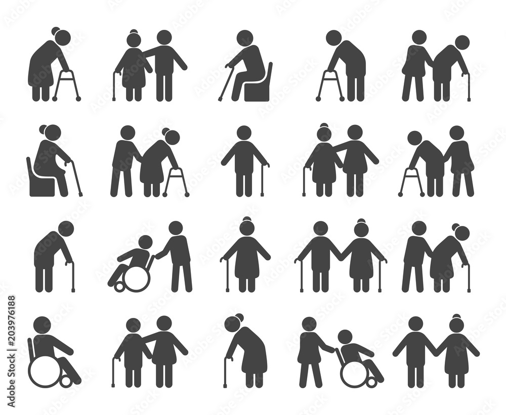 Elderly people icon set Stock Vector | Adobe Stock