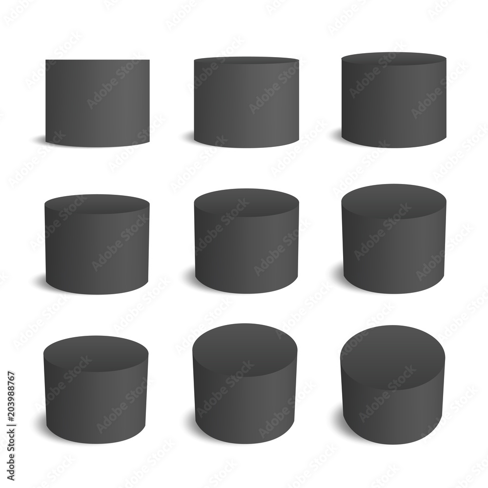 Black realistic cylinder, empty stand round podium isolated. 3d ...