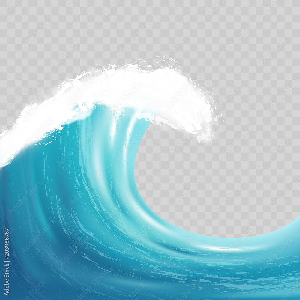 Sea big wave with white foam. Realistic vector image Stock Vector ...