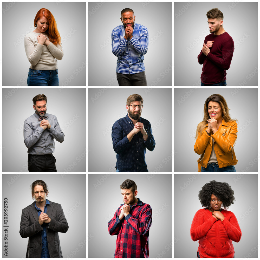 Sad Crying Group People