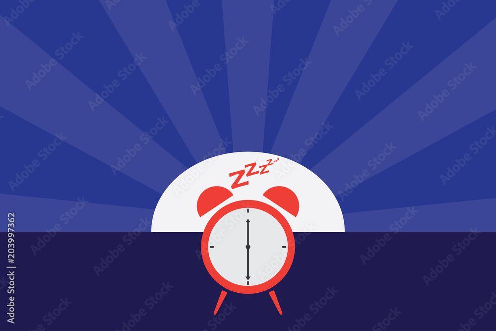 Alarm oclock in front of cartoon moonlight. Sleeping clock on night ...