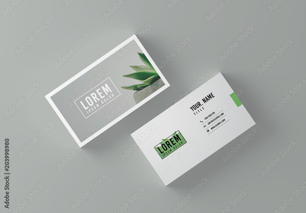 Business Card Layout with Leaf Illustration Stock Template | Adobe Stock