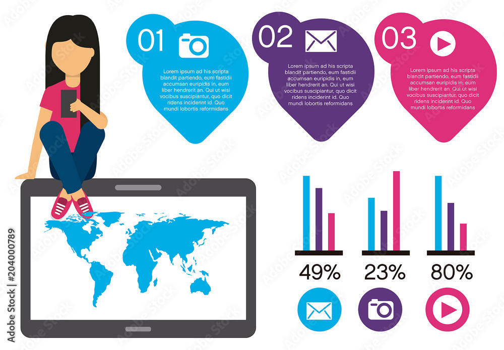 Illustrated Statistics Infographic Stock Template | Adobe Stock