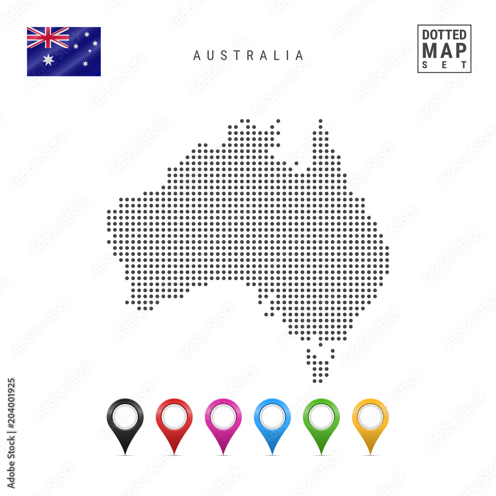 Vector Dotted Map of Australia. Simple Silhouette of Australia ...