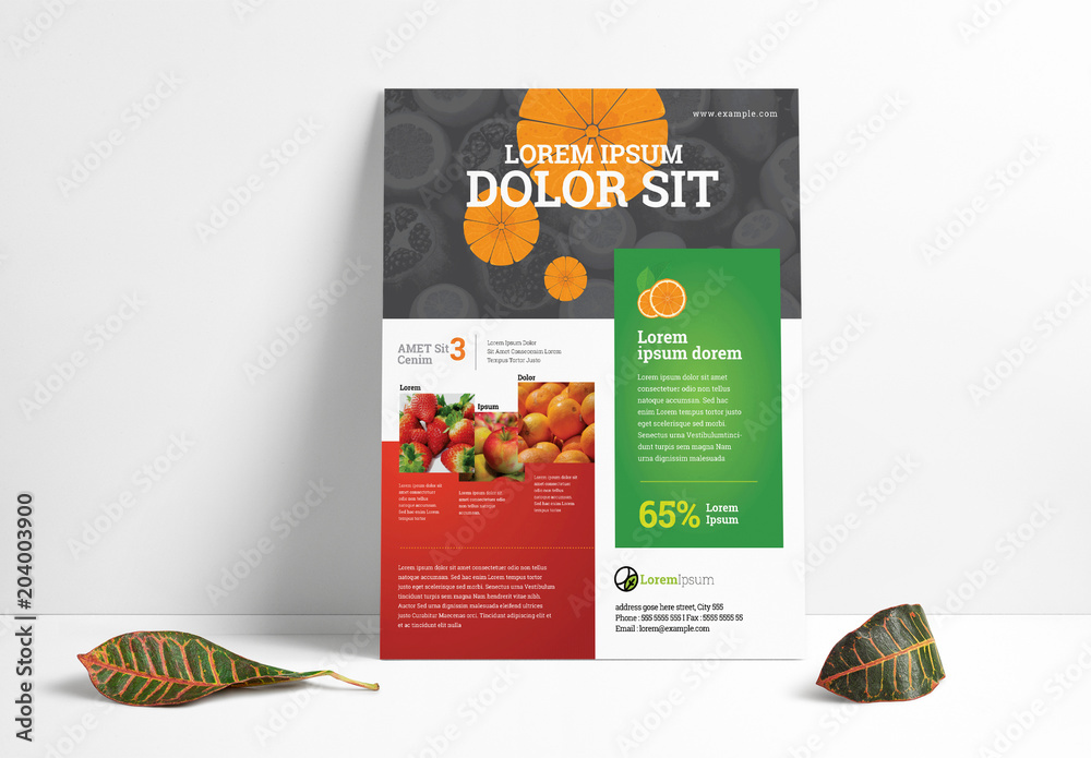 Flyer Layout with Fruit Slice Graphics Stock Template | Adobe Stock