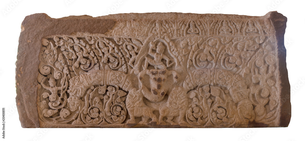 Foto De Ancient Lintel Depicting Indra On Elephant Airavata Sandstone