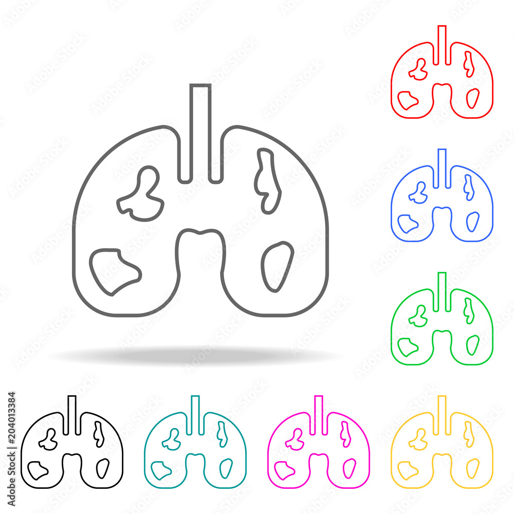 lungs' cancer . Elements of human death in multi colored icons. Premium ...