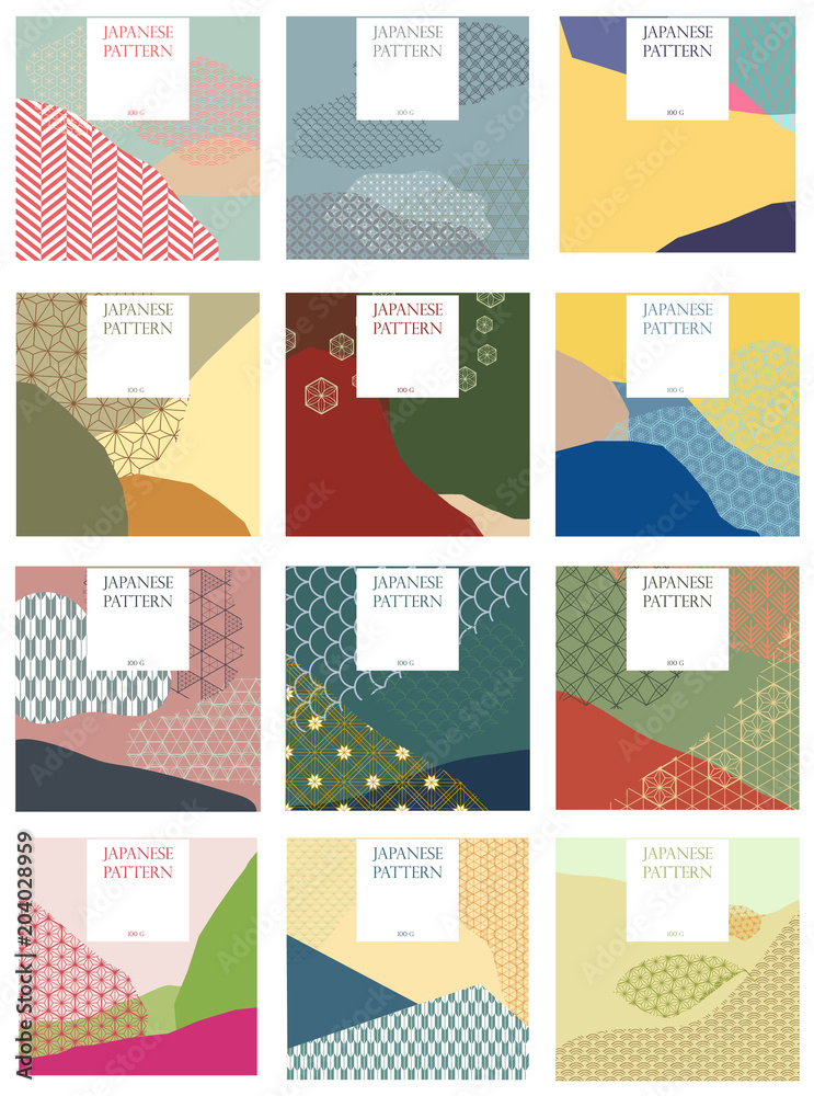 Japanese pattern vector. Season abstract arts background with geometric ...