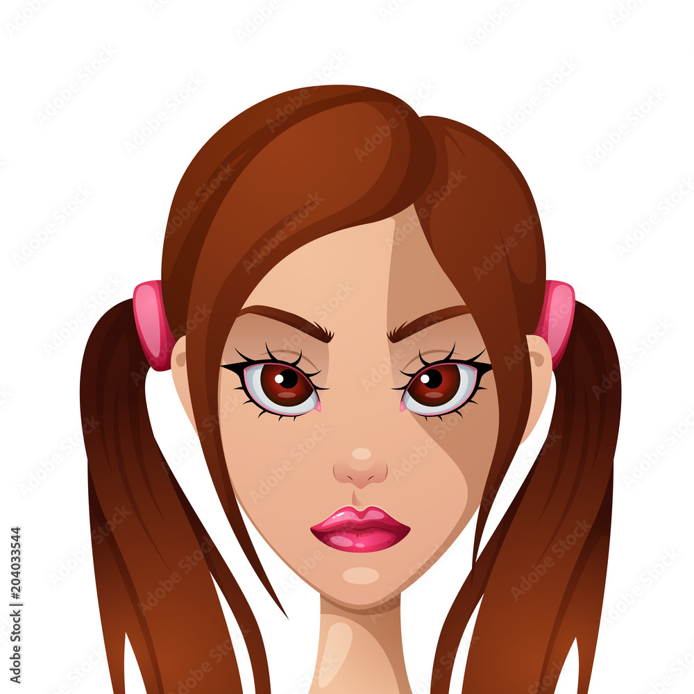 Beautiful girl head. Eye, lips, nose hair Vector eps 10 Stock Vector ...