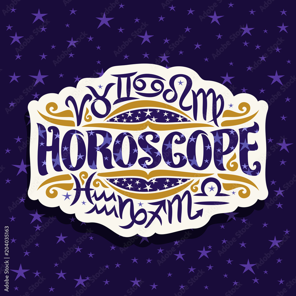 Vector logo for Astrology Horoscope, cut paper label with 12 zodiac ...