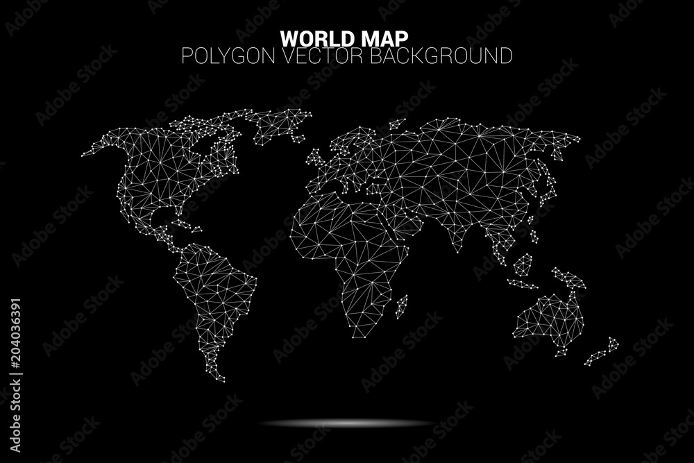 World map dot connection line polygon: concept of digital world, Data ...