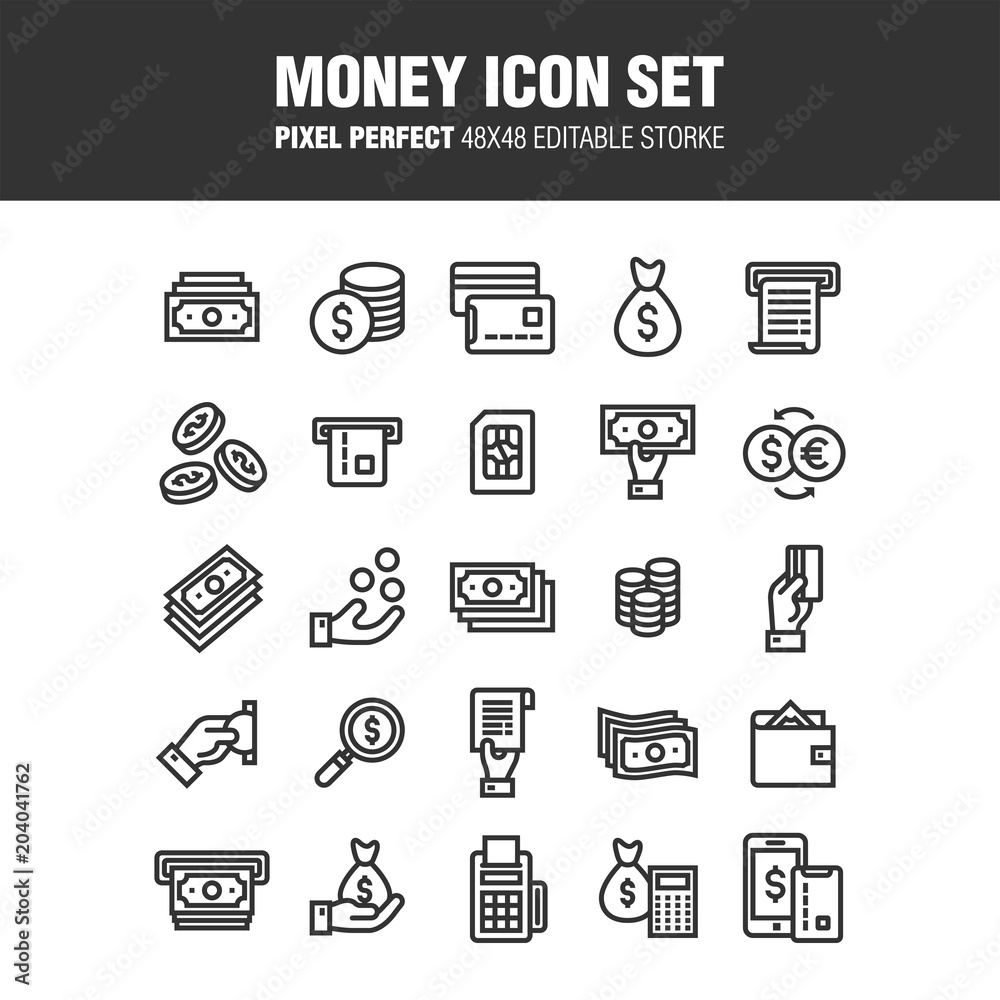 MONEY ICON SET Stock Vector | Adobe Stock